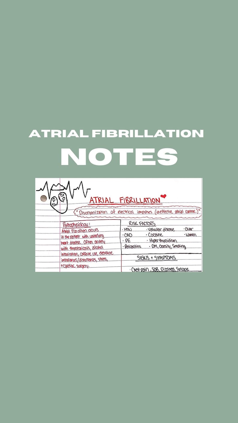 Atrial Fibrillation Review Sheet - Etsy