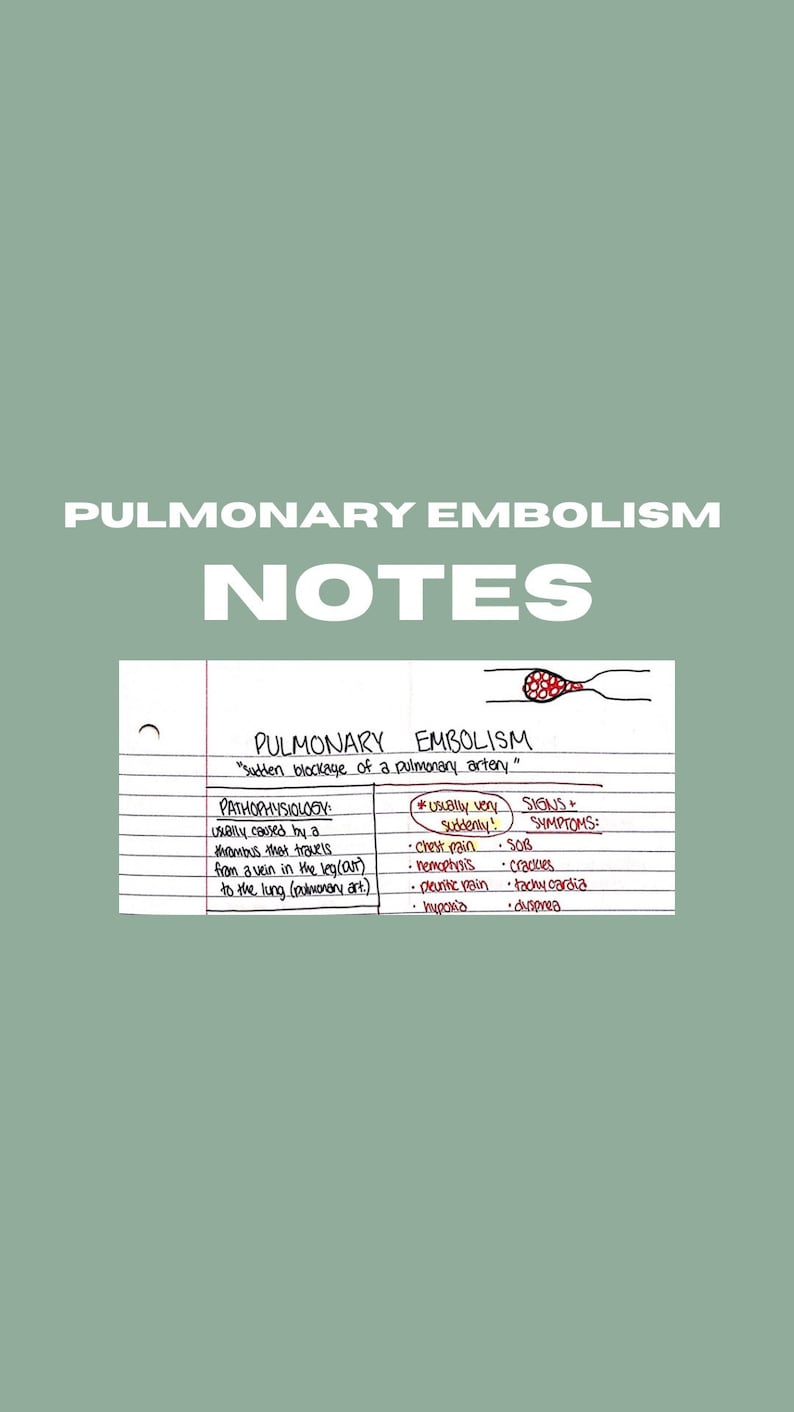 Pulmonary Embolism Nursing Med Surg Review Sheet - Etsy