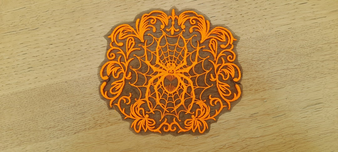 Neon Spider Web Freestanding Lace Coaster on Organza - Etsy