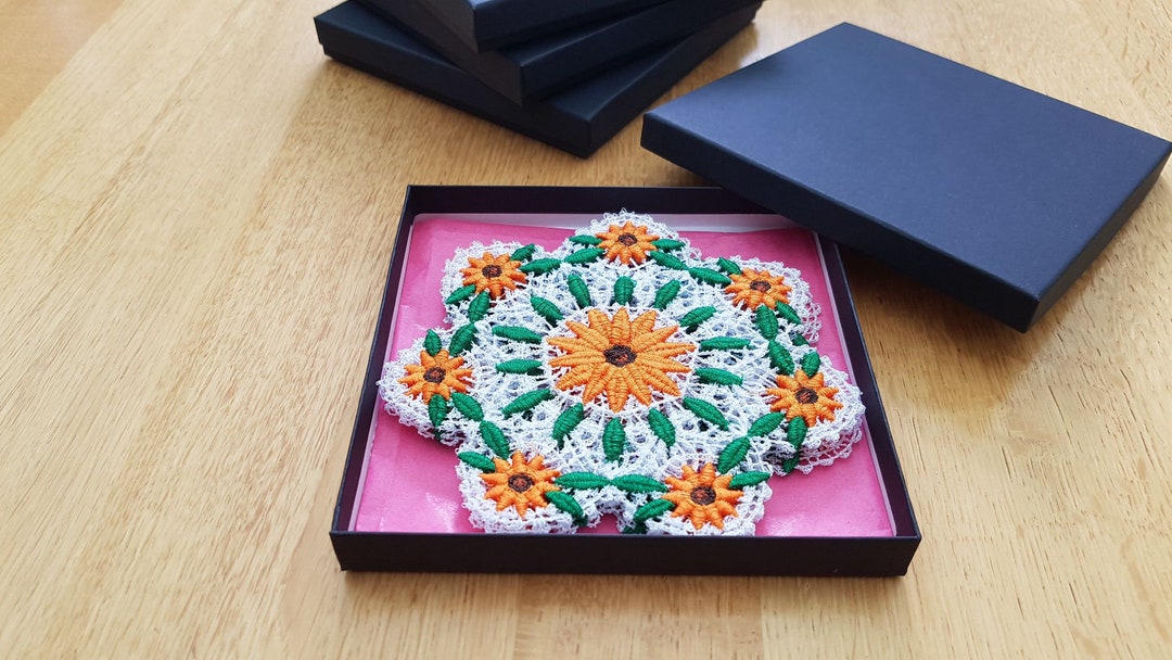 Freestanding Black Eyed Susan Lace Coaster - Etsy
