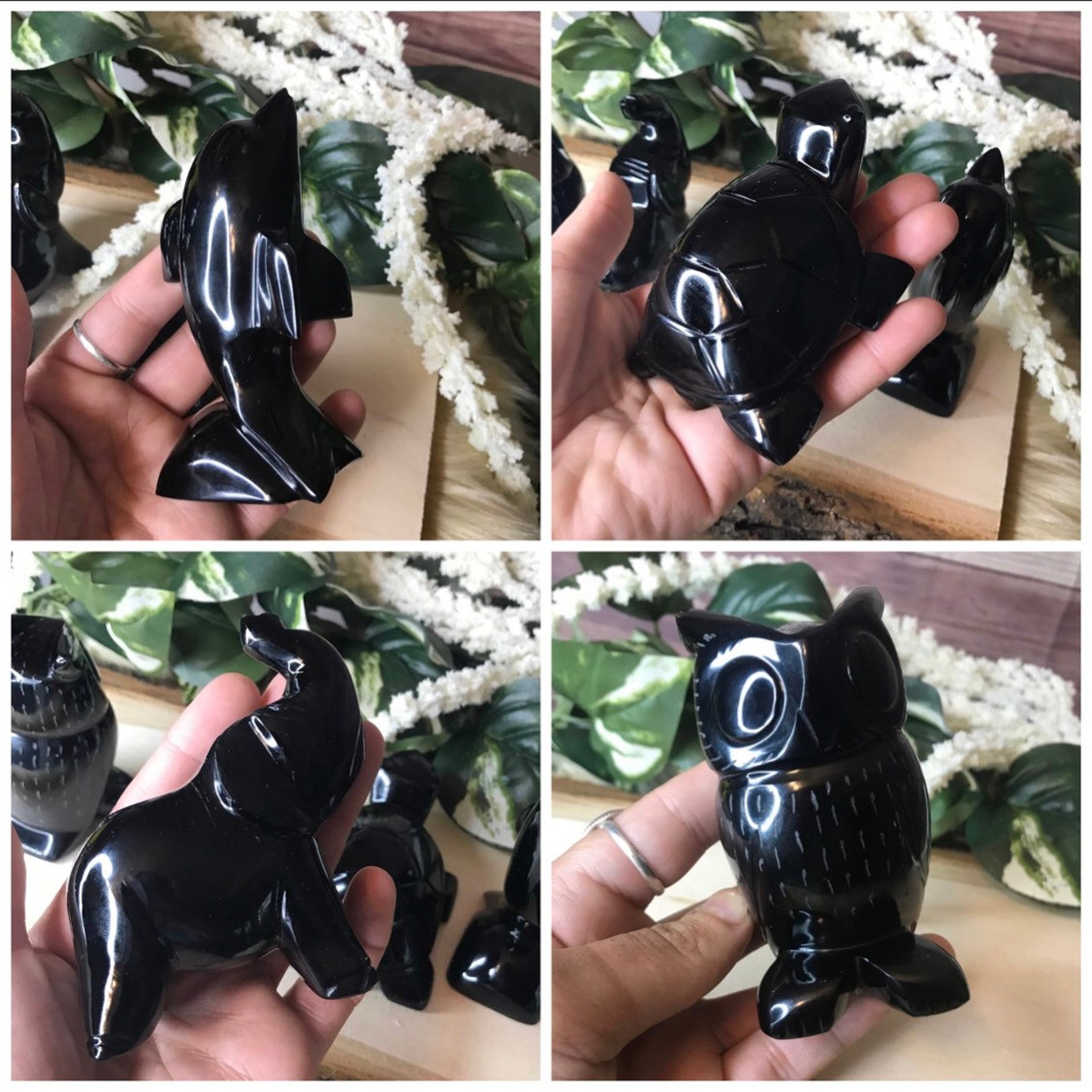 4 Inch Obsidian Carved Animals Obsidian Stone Carvings - Etsy