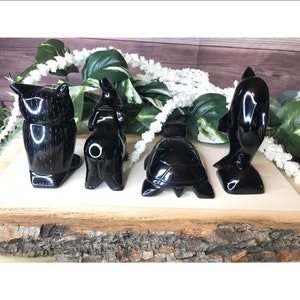 4 Inch Obsidian Carved Animals • Obsidian Stone Carvings • Gift ...