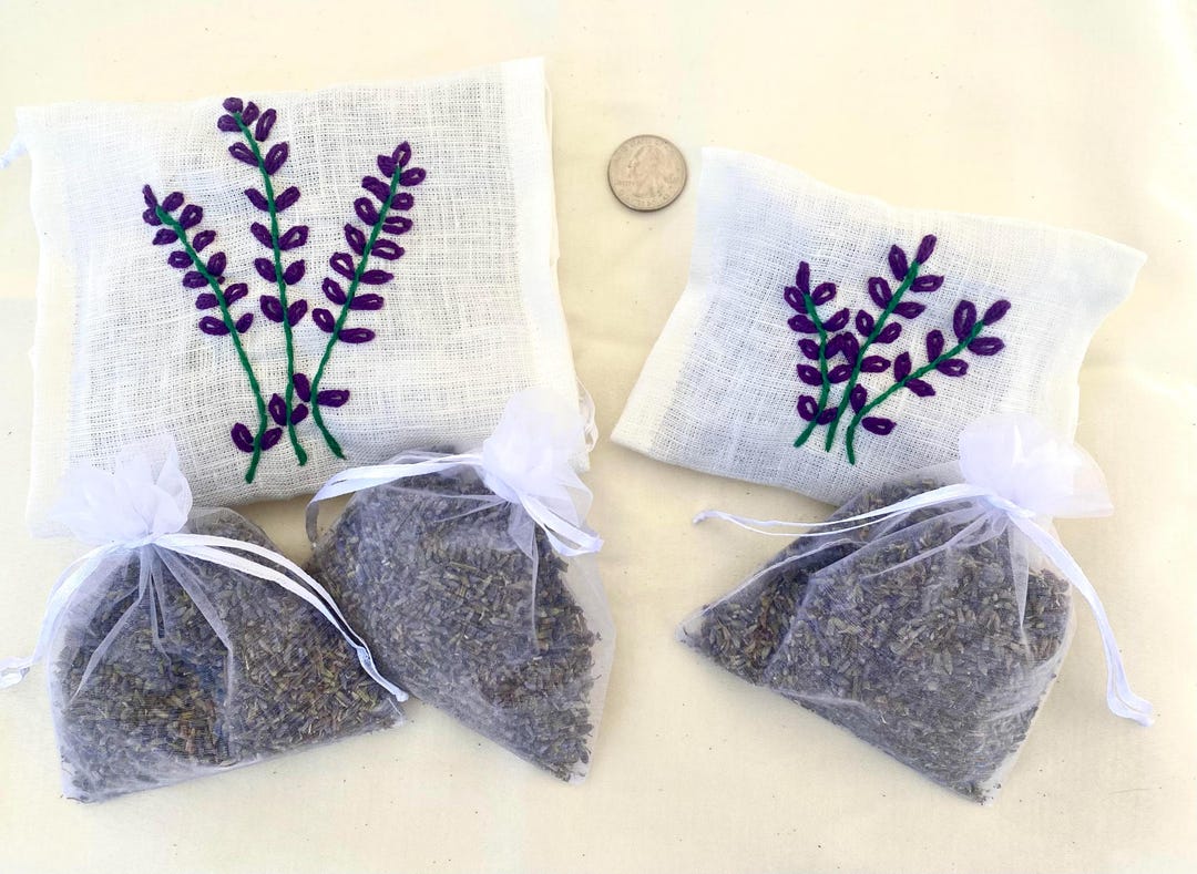 Hand Embroidered Lavender Sachets, Valentine's Day Gift, Organic ...