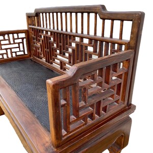 Asian Fretwork Bench 43" - Vintage Chinese Chippendale Carved Wood ...