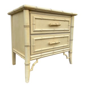 Faux Bamboo Nightstand by Dixie Aloha - Original Vintage Creamy White ...