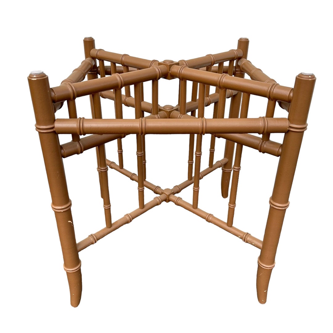 Faux Bamboo Dining Table Pedestal Base 24x24x29 Vintage X Square ...