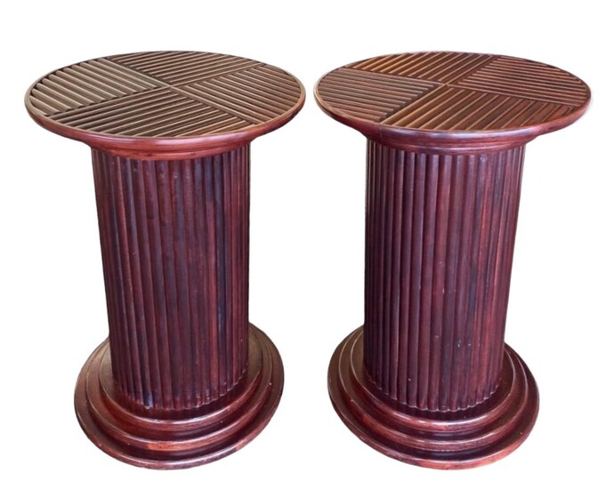 Mahogany Dining Table Base Set of 2 Vintage Round Fluted Column Style ...