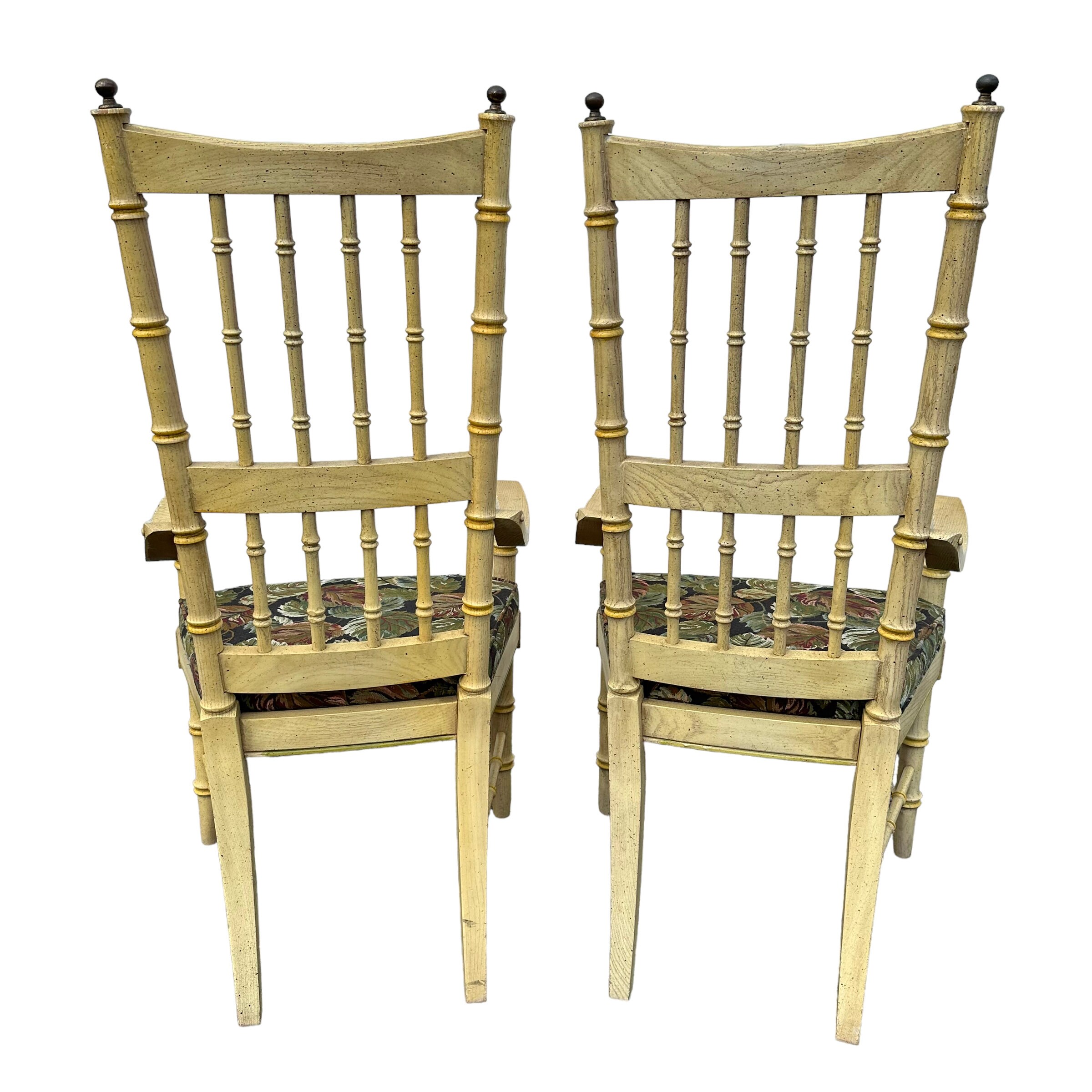 Faux Bamboo Armchairs With Spindles & Finials by Stanley Furniture Set ...