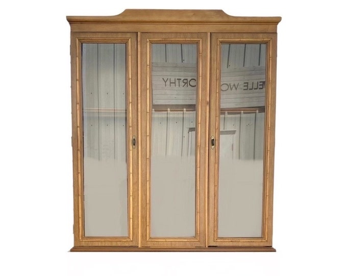 Vintage Lighted Hutch by Broyhill - Illuminated Wooden Faux Bamboo ...