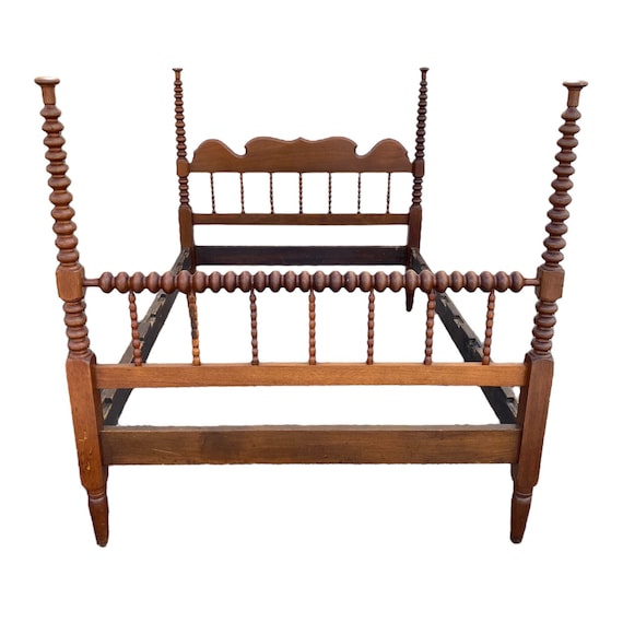 Antique Jenny Lind Spool Bed 53W 76D 54H American Classical Bobbin Turned Spindle Four Poster Headboard Footboard and Side Rails Etsy