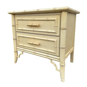 Faux Bamboo Nightstand by Dixie Aloha - Original Vintage Creamy White ...