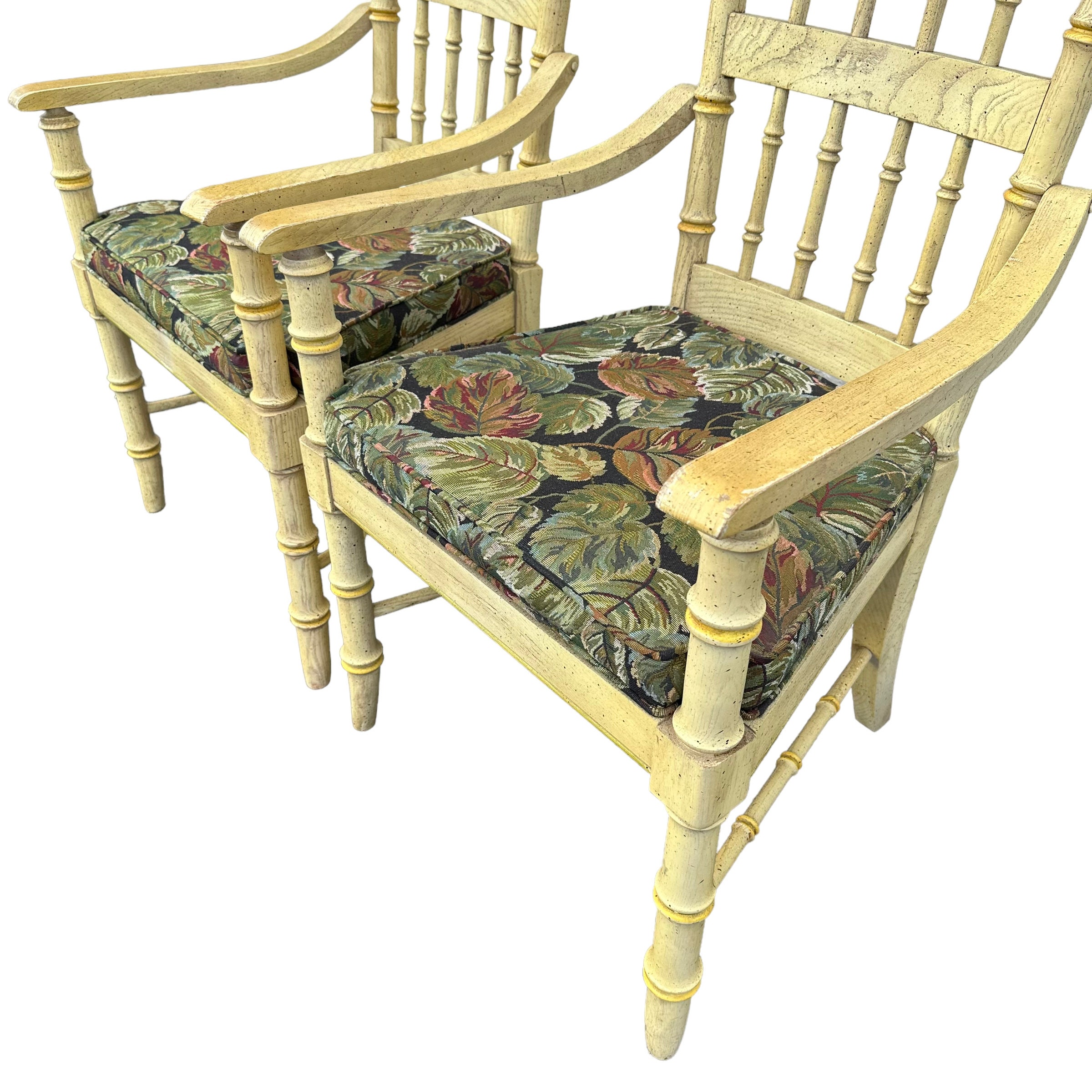 Faux Bamboo Armchairs With Spindles & Finials by Stanley Furniture Set ...