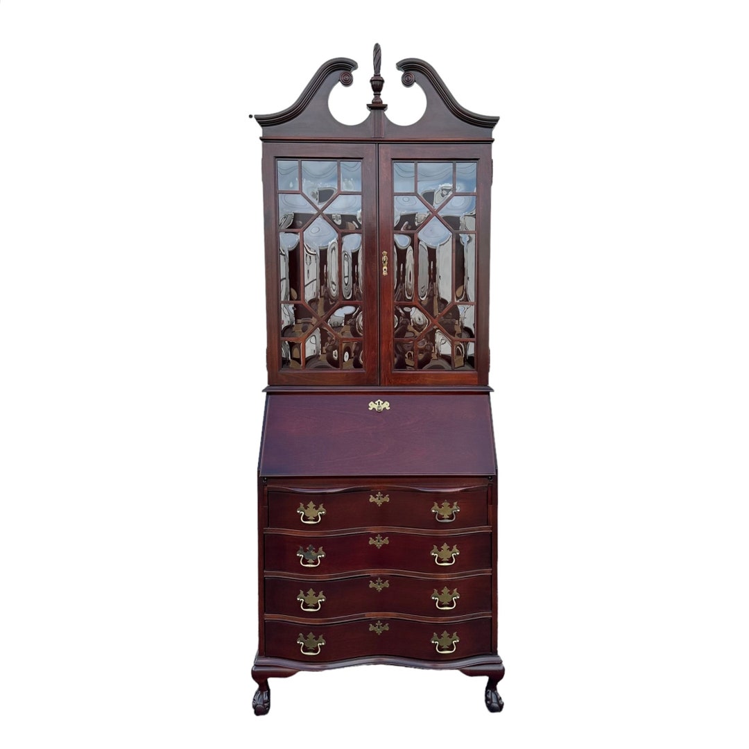 Secretary Desk by Jasper Cabinet Vintage Red Mahogany Wood Chippendale ...