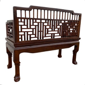Asian Fretwork Bench 43" - Vintage Chinese Chippendale Carved Wood ...