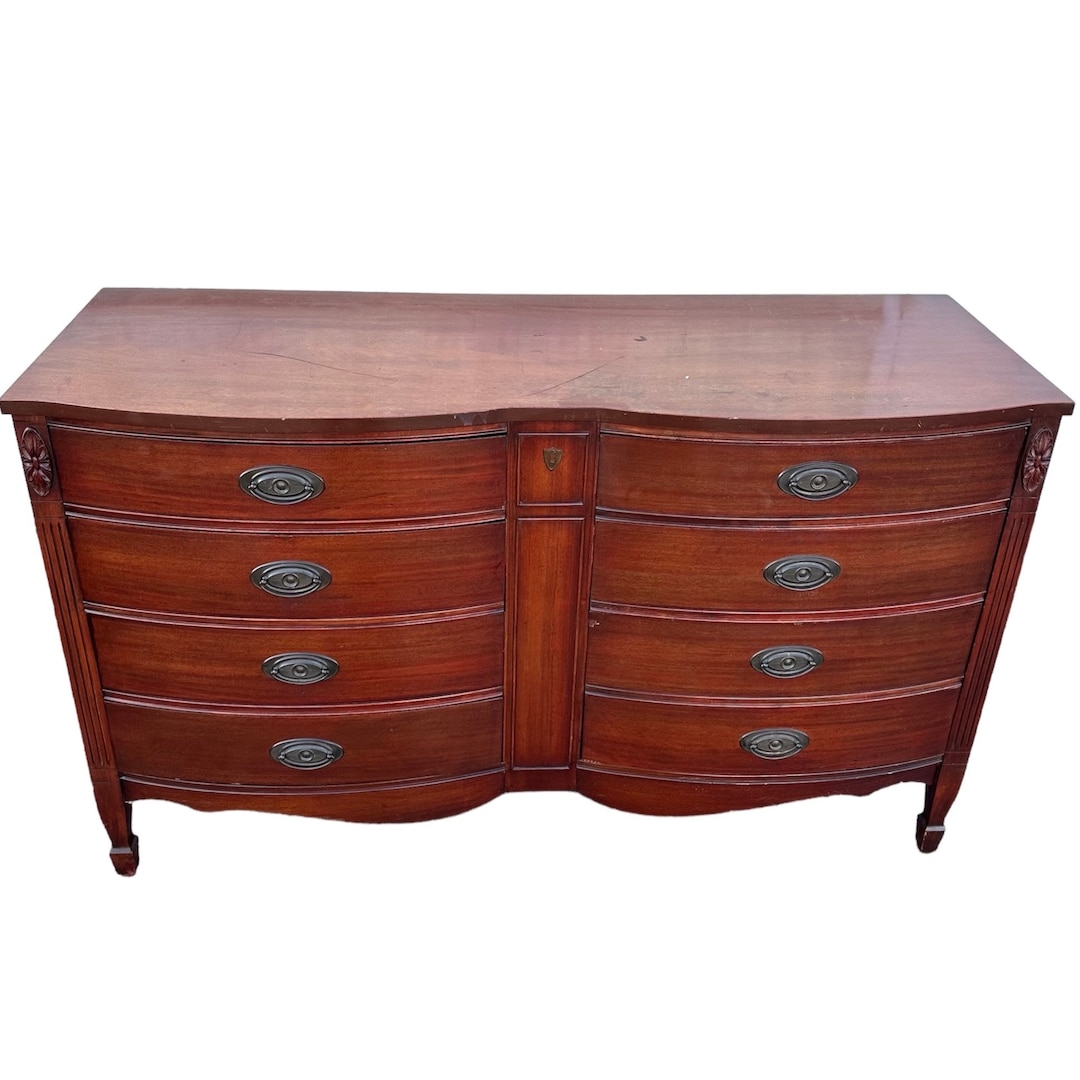 Vintage Mahogany Dresser by Dixie With 8 Dovetailed Drawers 56 Long ...