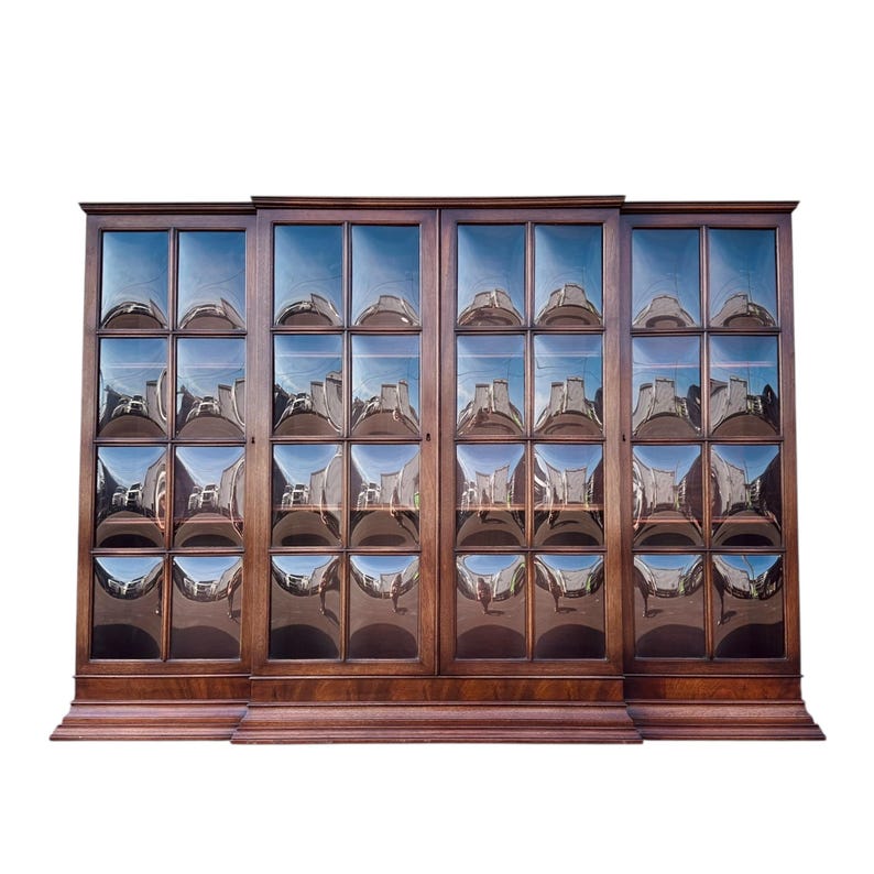 Vintage Mahogany Hutch by Mount Airy - 24 Bubble Glass Panel Doors ...