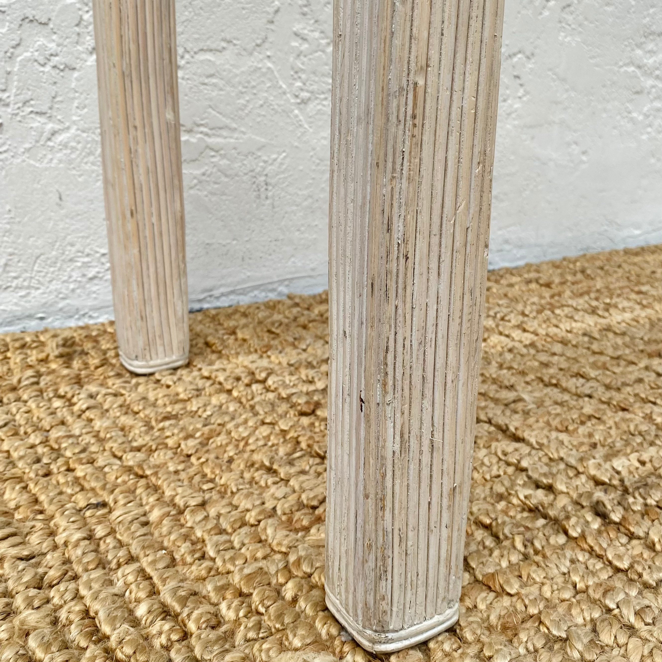 Pencil Reed Console Table With Waterfall Edges & Beveled Glass - Etsy