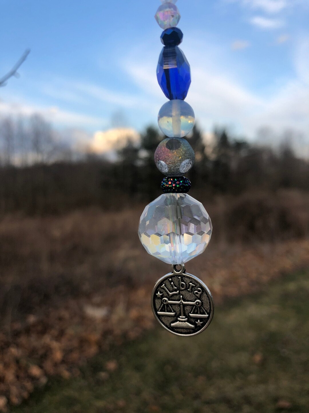 Libra Car Charm - Zodiac Rear View Mirror Sun-catcher - Glass Crystal ...