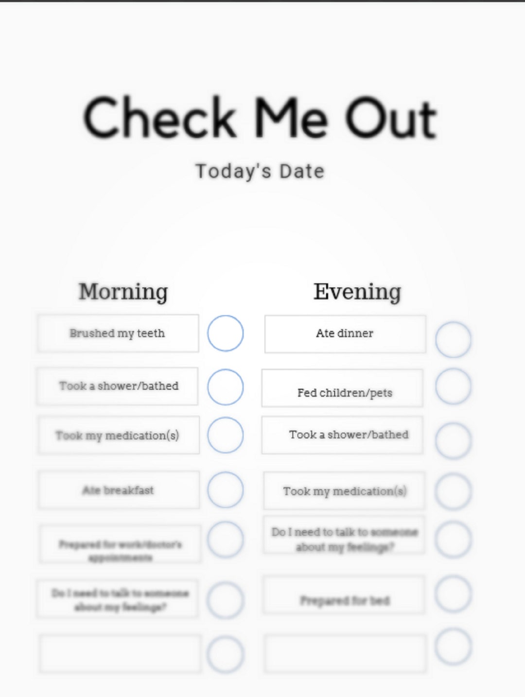 Check Me Out Worksheet, Activities of Daily Living Worksheet,self-help ...