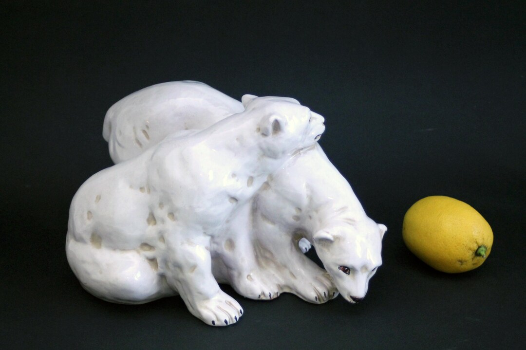 1950's Terracotta Polar Bears | (24x17x17cm) Italian Handcrafted Rare ...