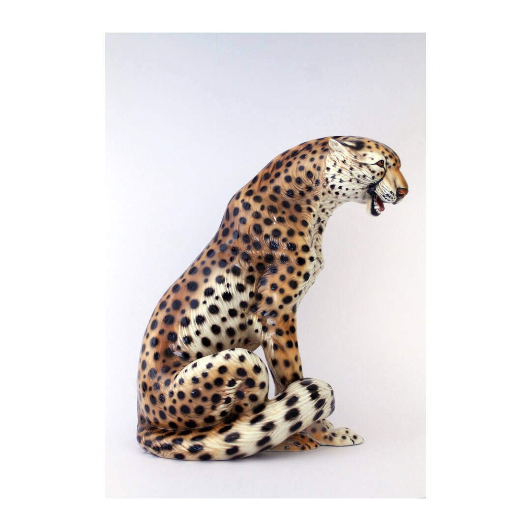 Giovanni Ronzan 38x34x20cm Midcentury Ceramic Cheetah Sculpture, Italy ...