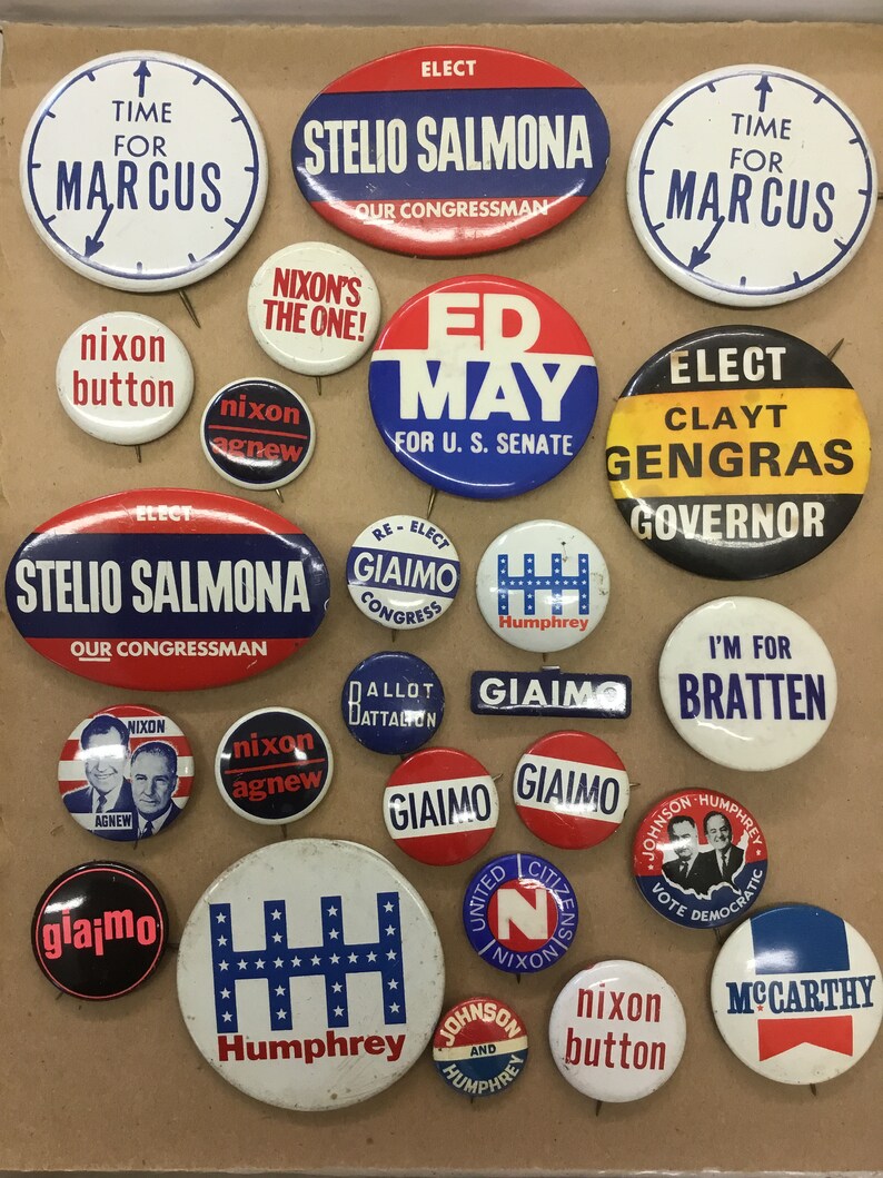 25 Vintage Political Campaign Button Pins Richard Nixon Johnson - Etsy
