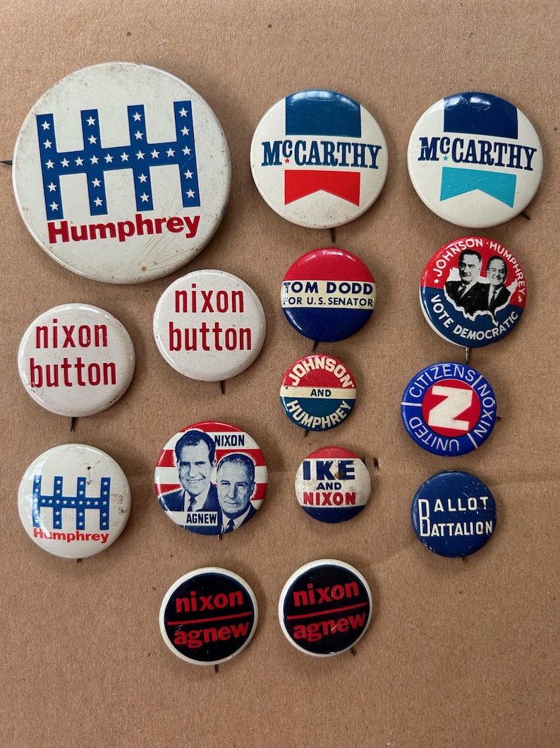 25 Vintage Political Campaign Button Pins Richard Nixon Johnson - Etsy