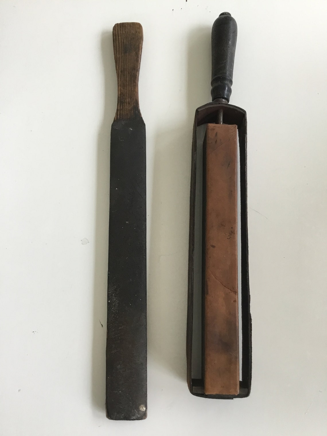 Two Antique Leather and Wood Razor Strops Antique Barbers - Etsy