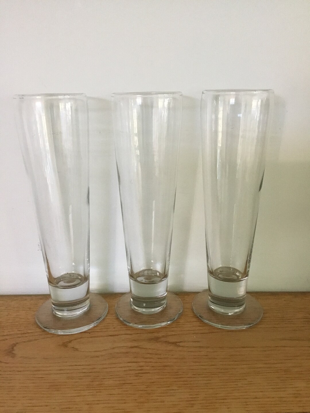 Three Tall Footed Pilsner Beer Glasses - Etsy