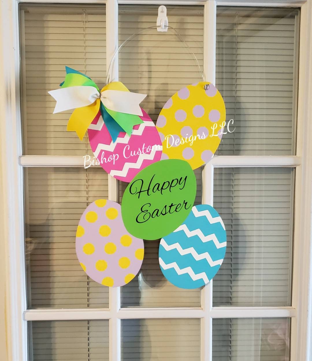 Happy Easter Door Hanger, Stacked Easter Eggs, Easter Decorations ...