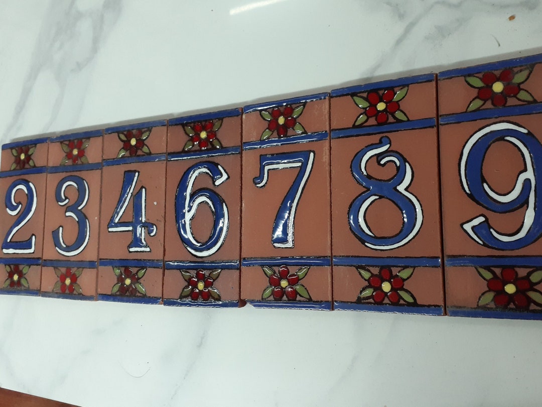 House Numbers Ceramic Tile (3 X 5 1/2 In.)-blue - Etsy