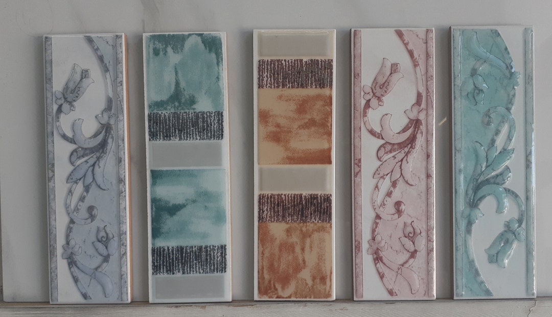 DECORATIVE CERAMIC TRIM 2.5" X 8".listello Tile Mosaic Border Tumbled ...