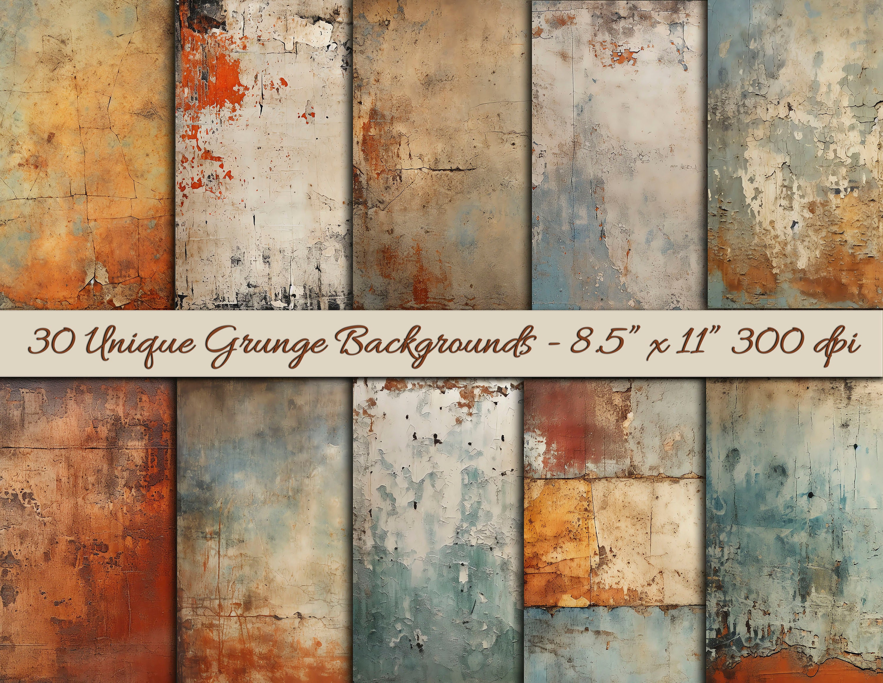 30 Rusty Grunge Background and Overlay Textures - 300 DPI JPG Images ...