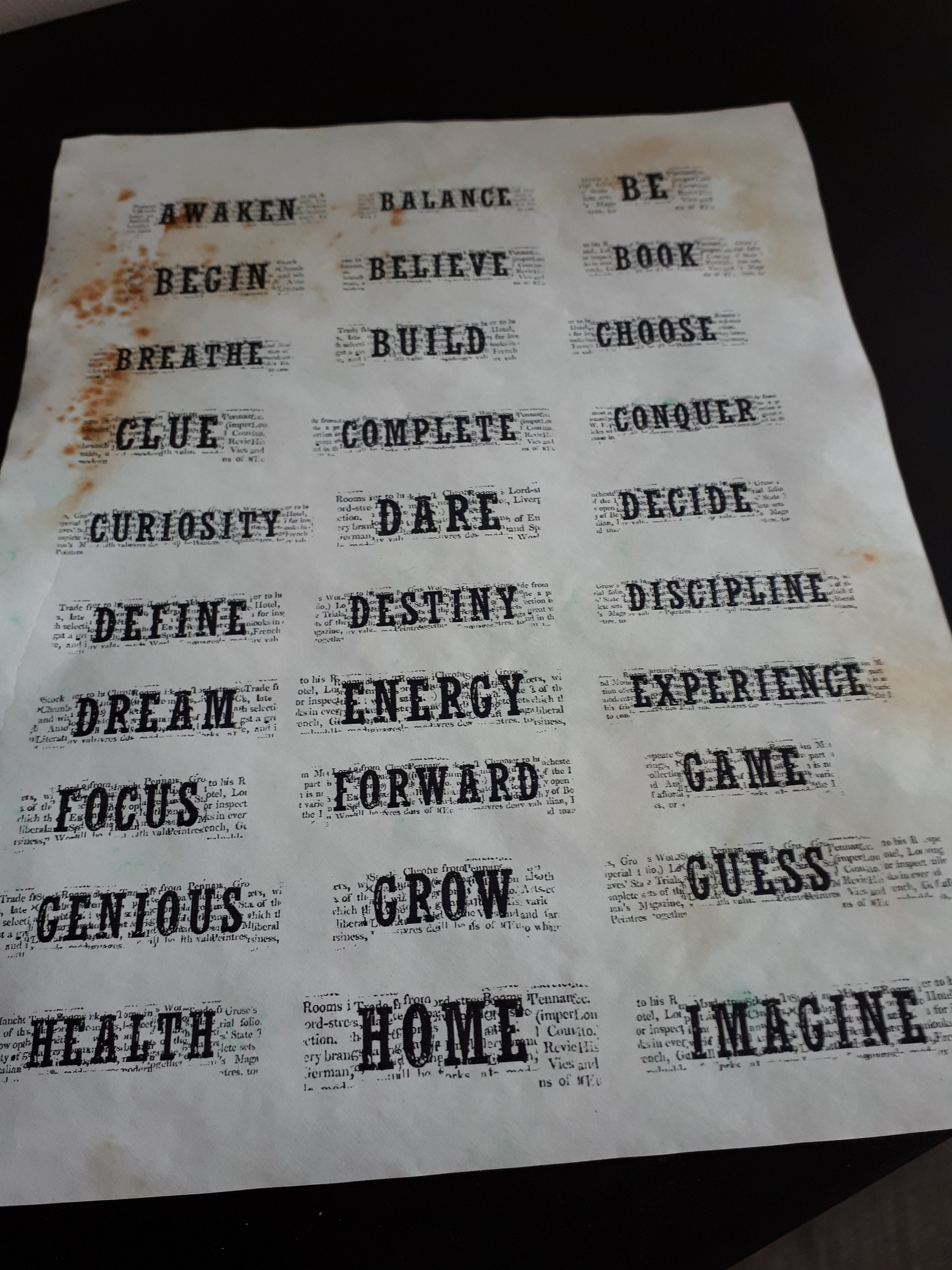 Newspaper Style Journal Inspiration Words - Etsy