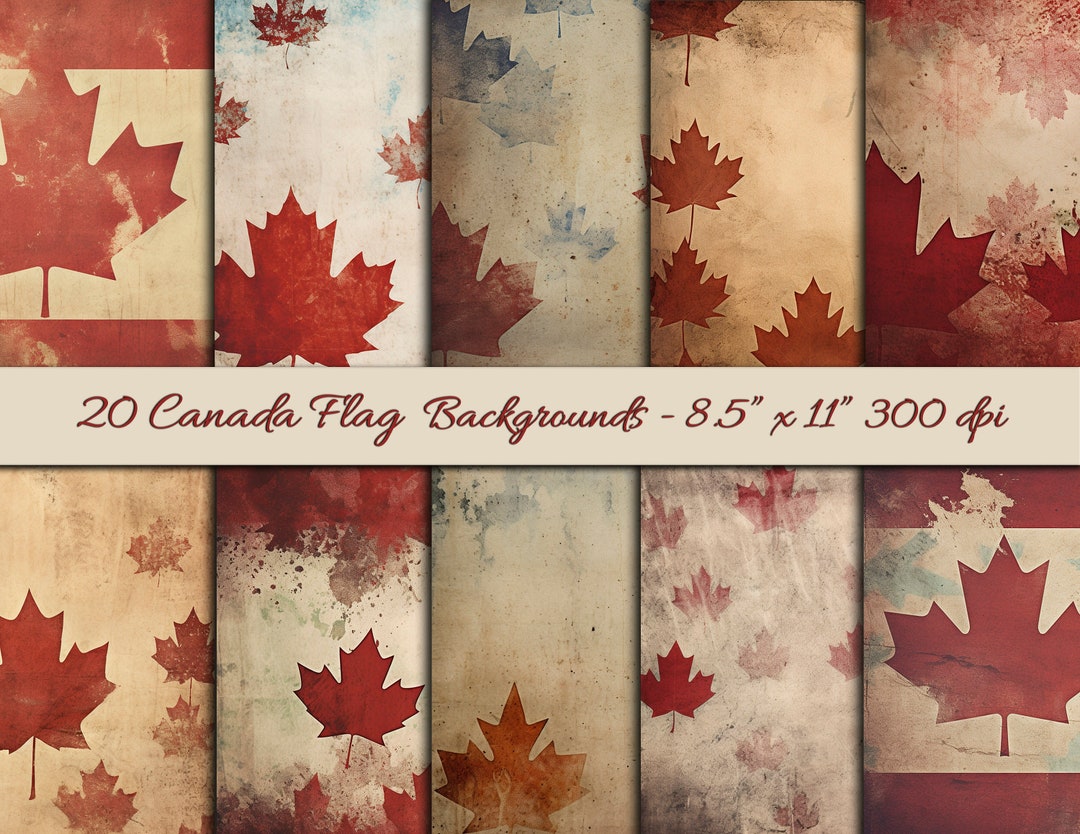 Distressed Craft Paper With a Canada Flag Theme-20 Digital Backing ...