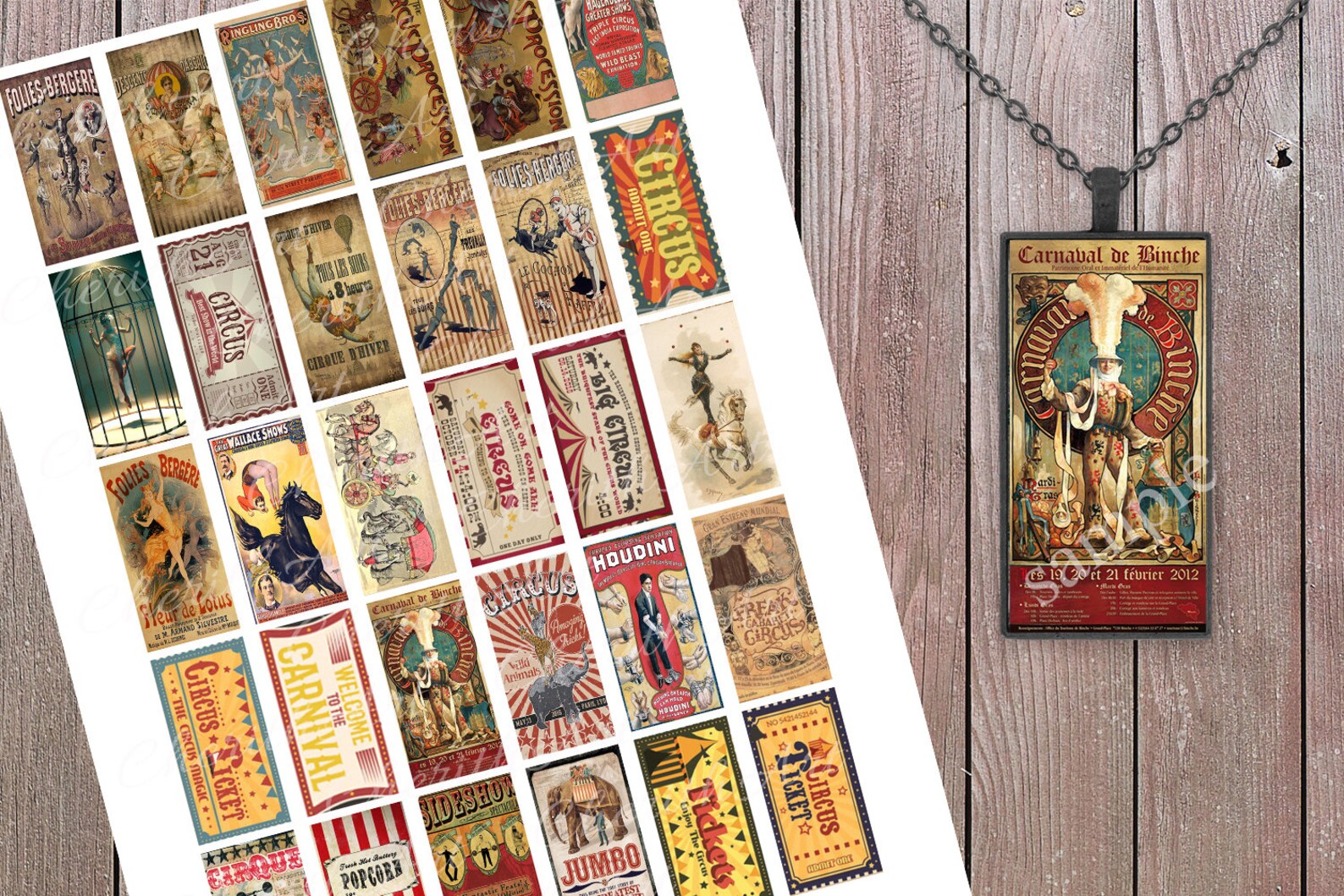 Vintage Circus Images: 1x2 Domino & 30x40 Cabochons (digital Download ...