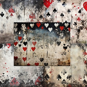 Distressed Poker Themed Craft Paper - 20 Digital Backing Papers -free ...