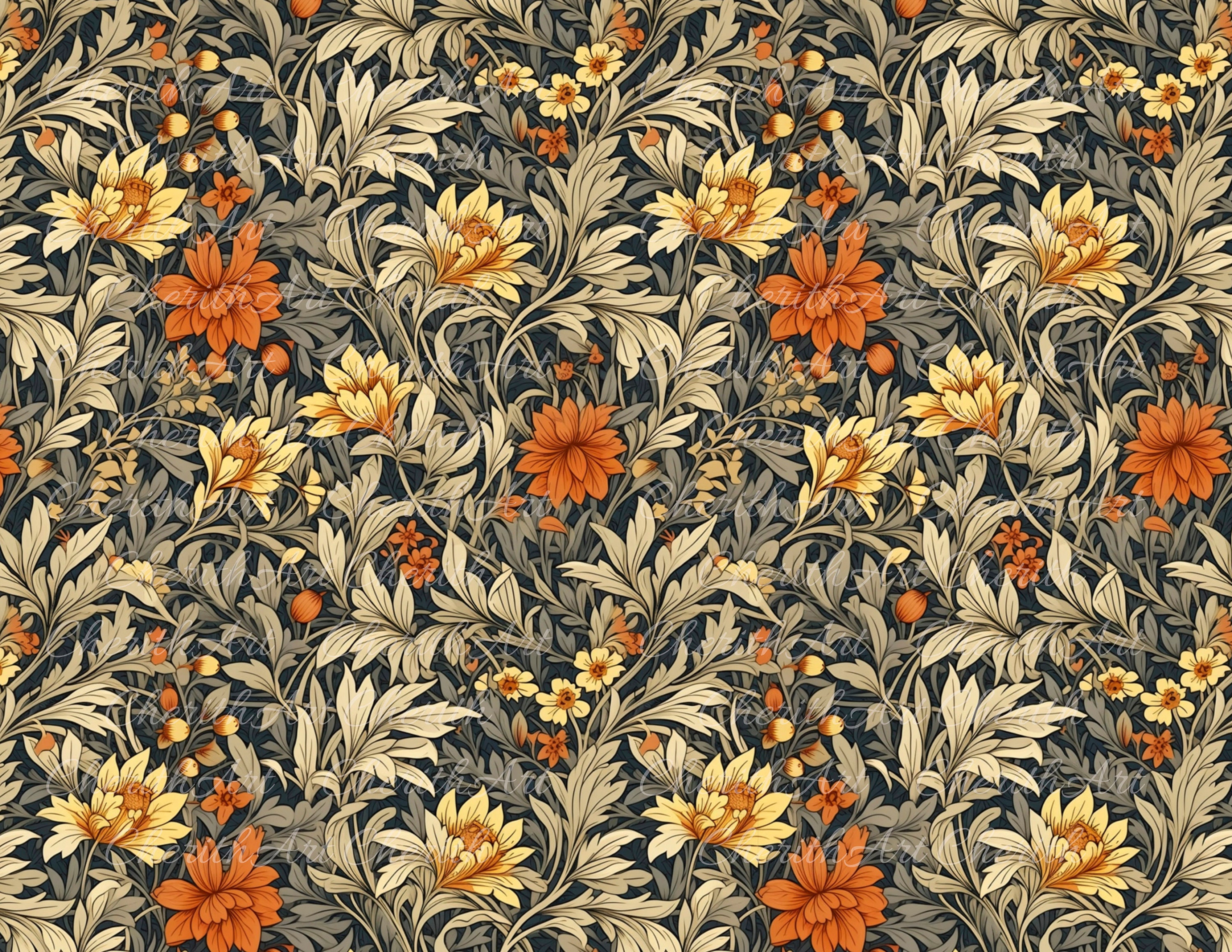 William Morris Paper - Autumn Colours - Digital Downloads - Seamless ...
