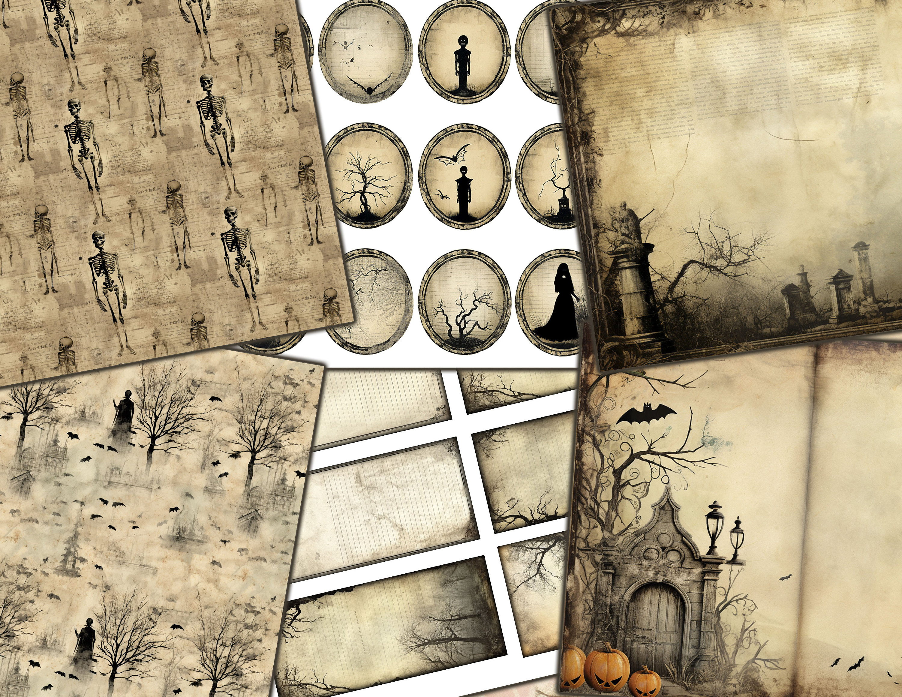 Creepy Halloween Junk Journal Scary Halloween Bookmarks and - Etsy