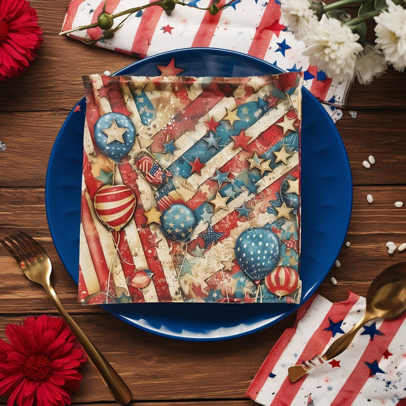 Vintage Americana Scrapbook Papers, Patriotic Digital Backgrounds, 4th ...