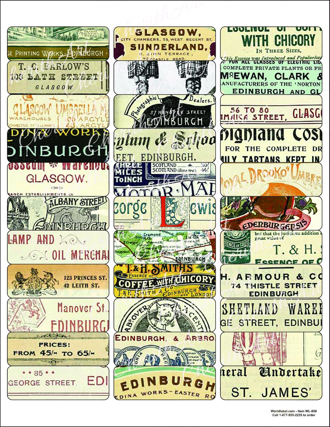 Vintage Scotland Ephemera Tags. Can Print on WL-950 Sticker Sheet - Etsy