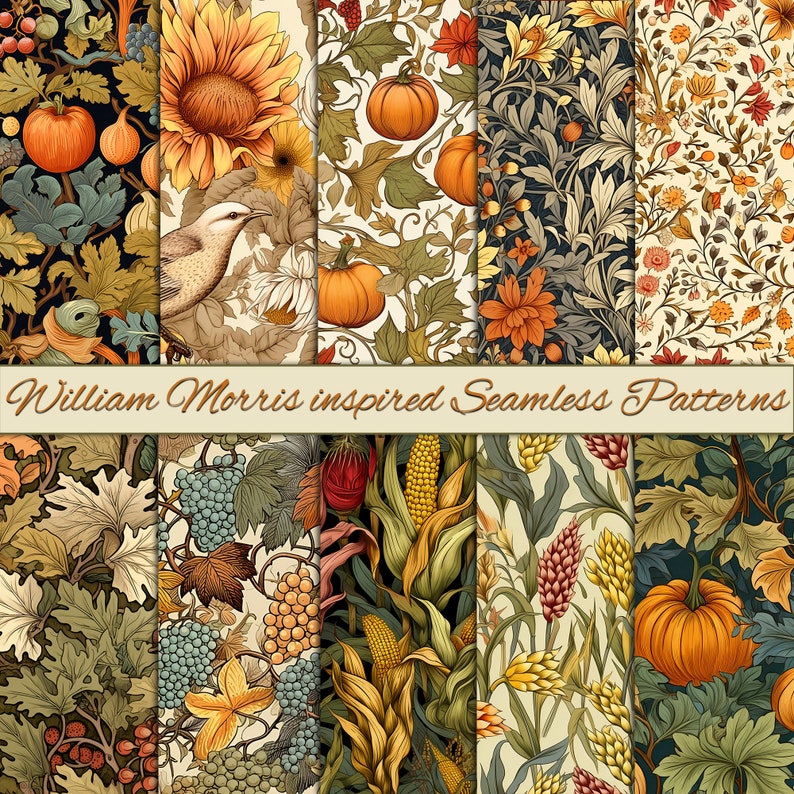 William Morris Paper - Autumn Colours - Digital Downloads - Seamless ...