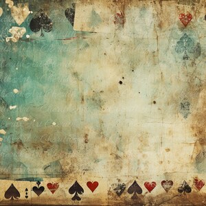 Distressed Craft Paper With a Poker Theme - 20 Digital Backing Papers ...