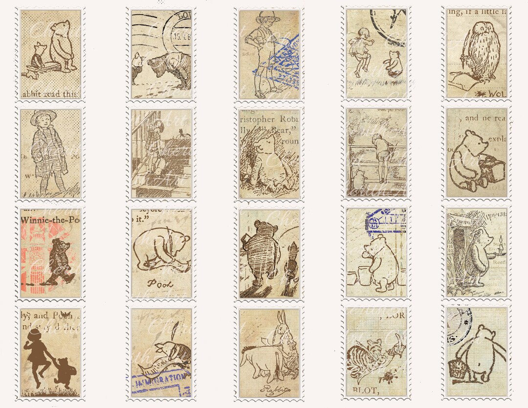 Vintage Classic Pooh Oversize Stamps/dominoes/pendant - Etsy