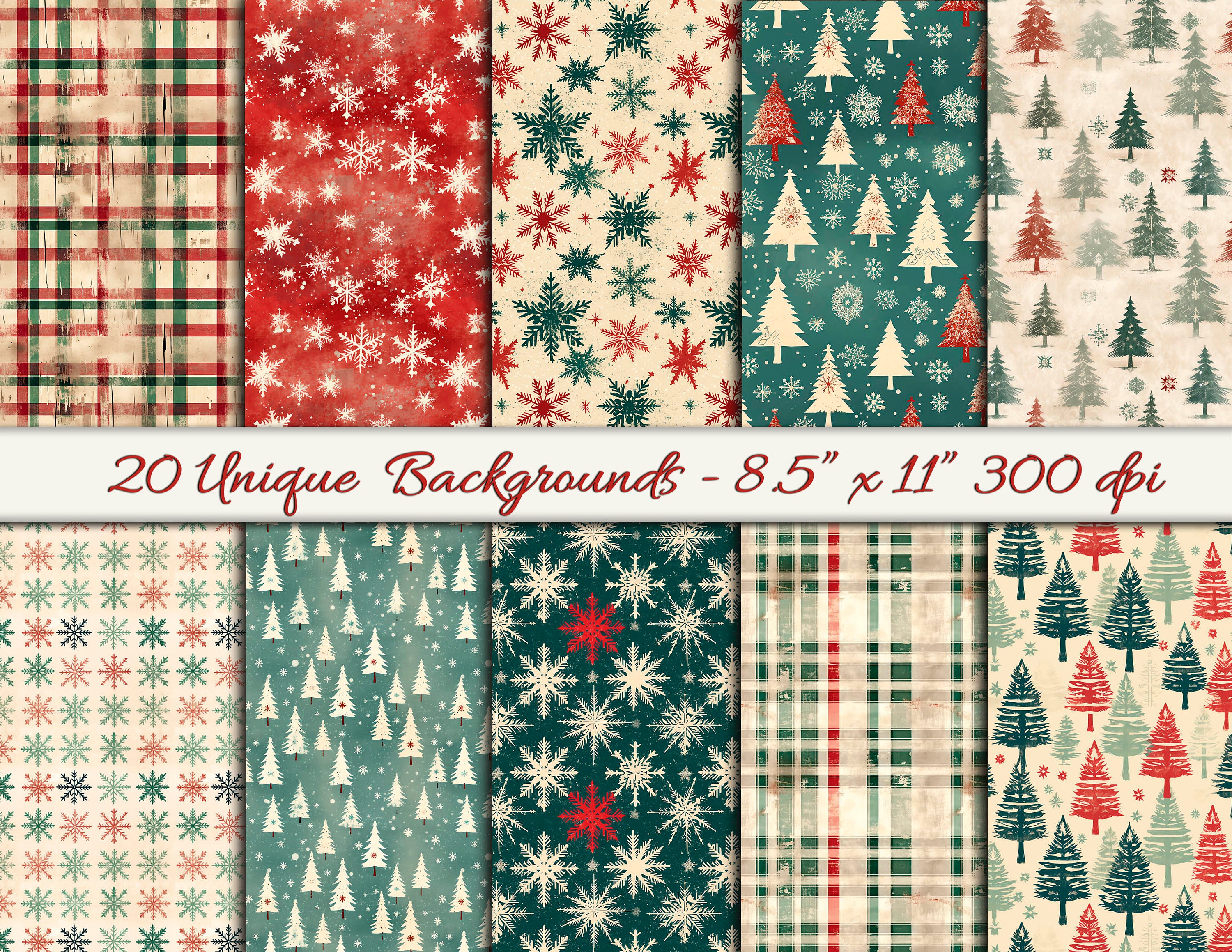 Christmas Seamless Patterns - Plaid Designs-12" X 12" Digital Christmas ...