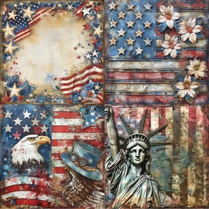 Vintage Americana Scrapbook Papers, Patriotic Digital Backgrounds, 4th ...