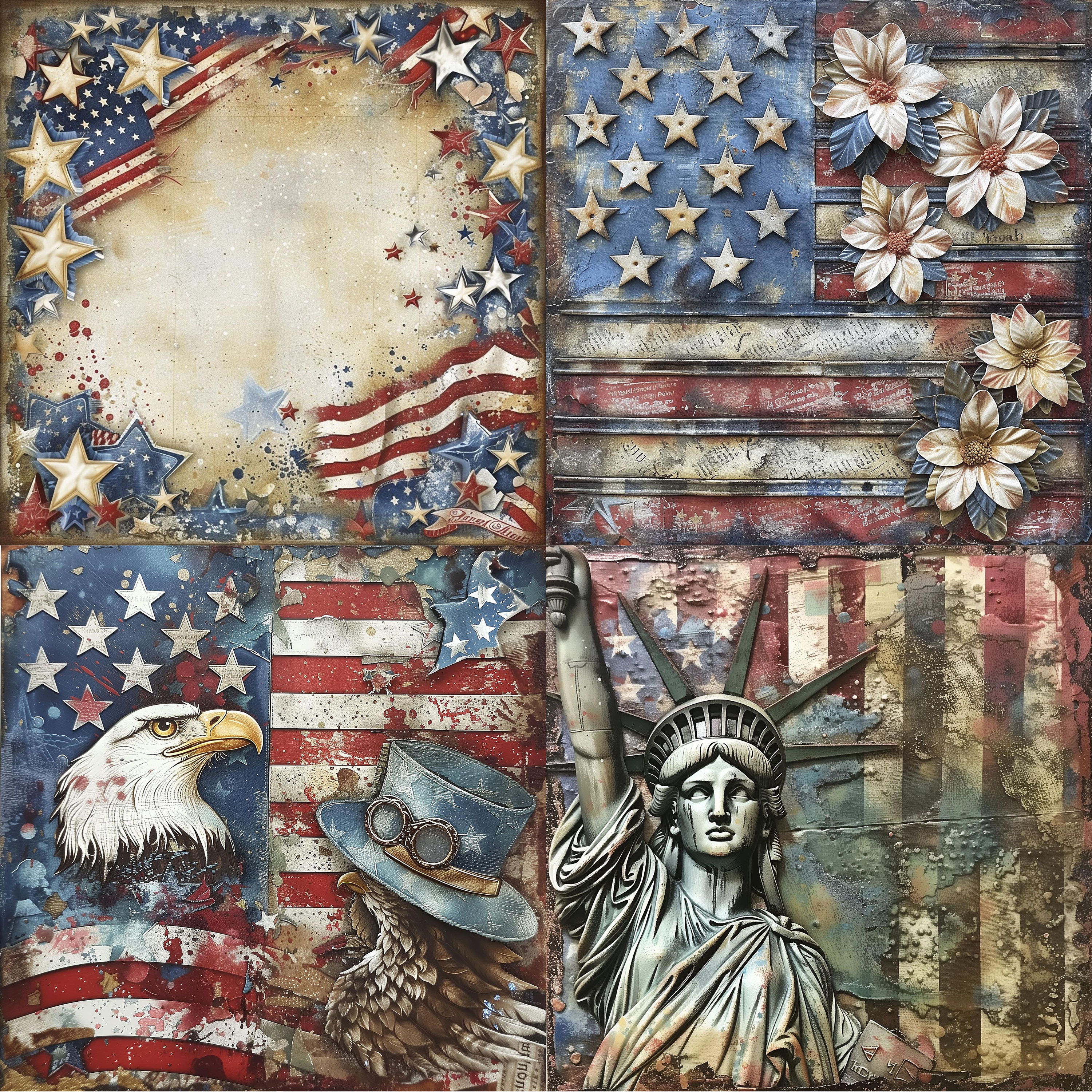 Vintage Americana Scrapbook Papers, 4th of July, Patriotic Backgrounds ...