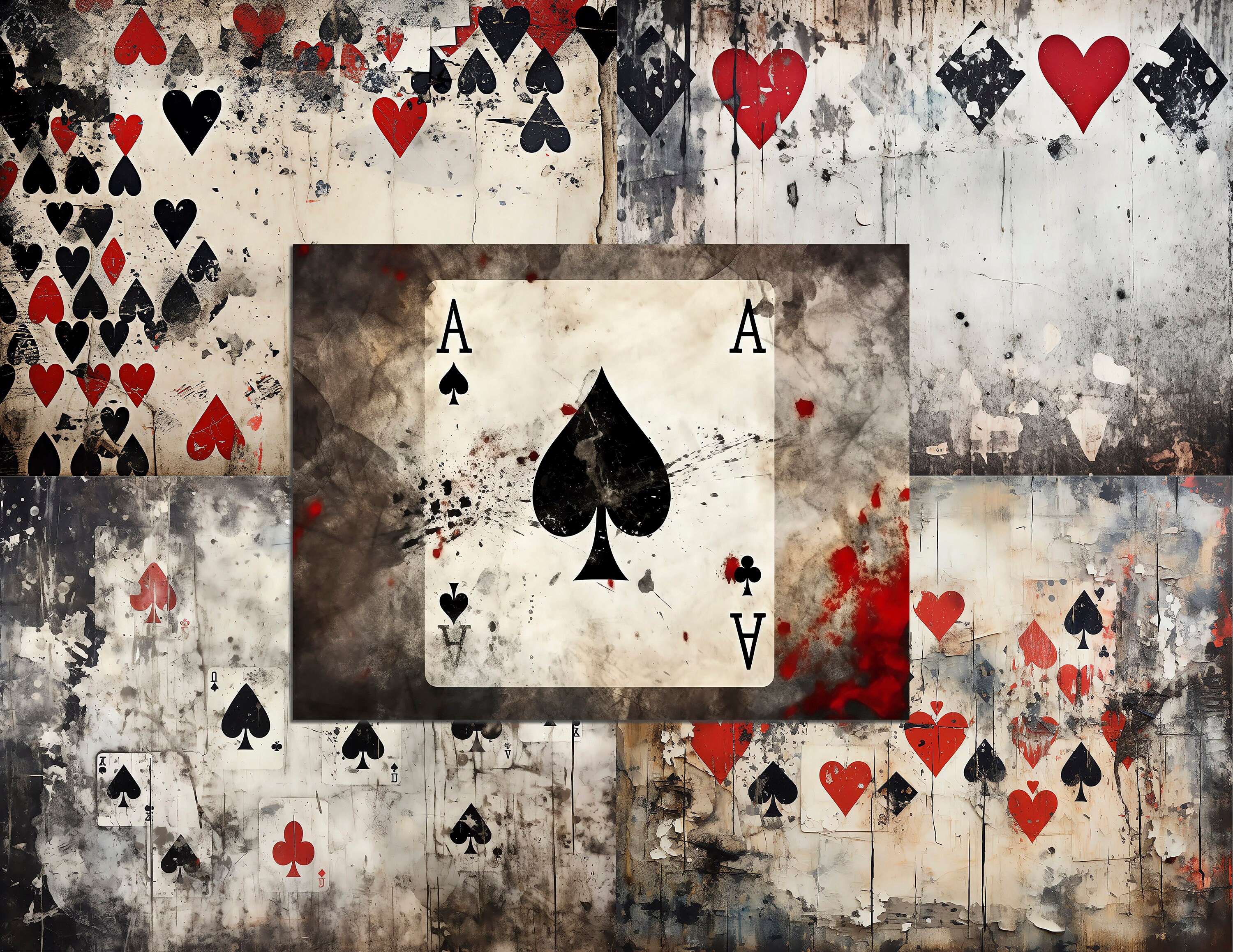 Distressed Poker Themed Craft Paper - 20 Digital Backing Papers -free ...