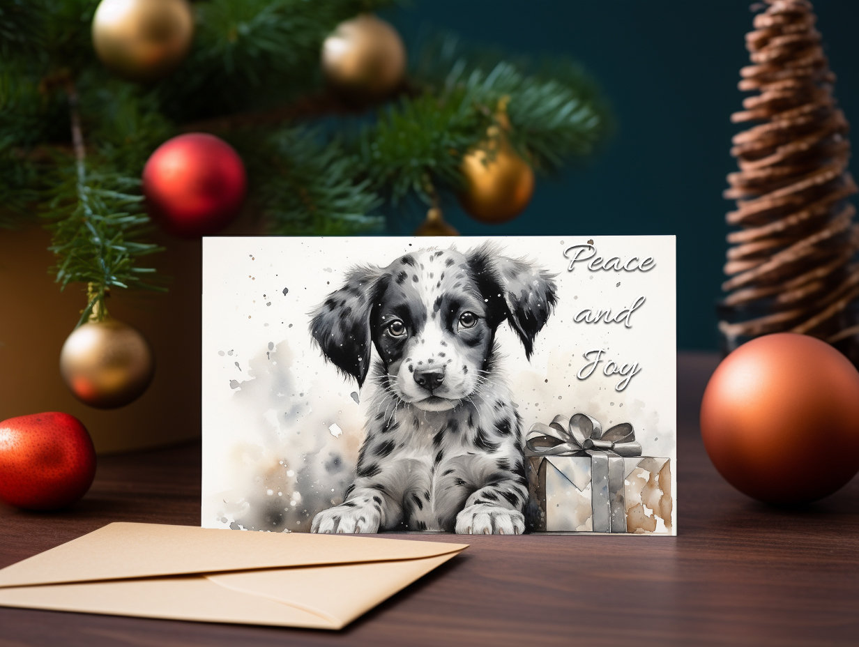 50 Printable Dog Christmas Cards - All Original Artwork - Cute Winter ...