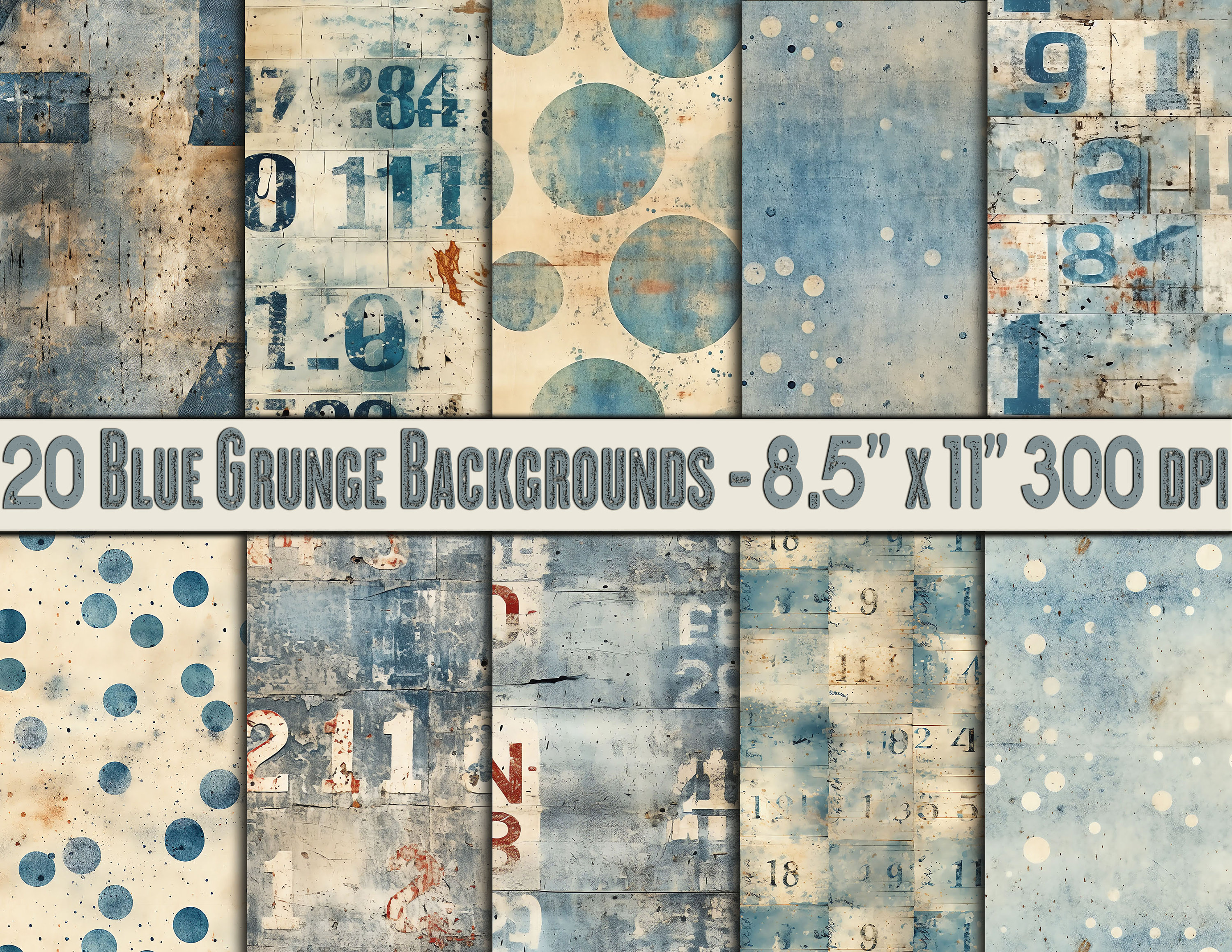 Seamless Digital Blue Grunge Designs 12 X 12 Digital Scrapbooking ...